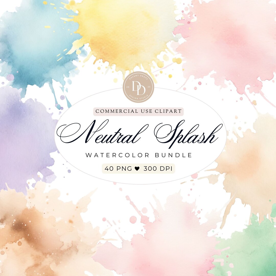 Neutral Watercolor Splash Clipart Pack, Splashes Neutral, Alcohol Ink ...