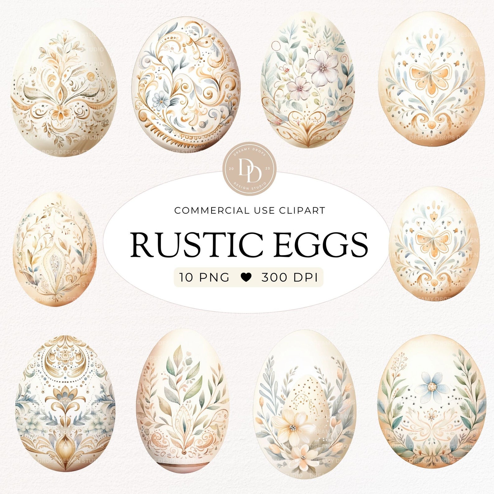 Rustic Easter Egg Clipart Pack, Boho Egg PNG, Paper Crafts, Boho Easter ...