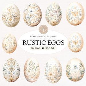 Rustic Easter Egg Clipart Pack, Boho Egg PNG, Paper Crafts, Boho Easter ...