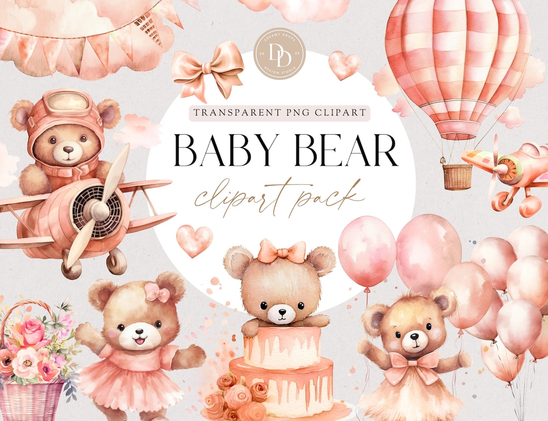 Teddy Bear Balloons Clipart Pack, Balloon Animal Clipart, Orange Teddy ...