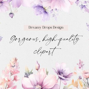 Purple Wild Flowers Watercolor Clipart Pack, Purple Flowers, Clip Art ...