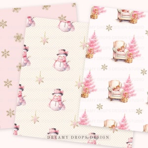 Pink Christmas Digital Paper, Pink Christmas Background, Junk Journal ...
