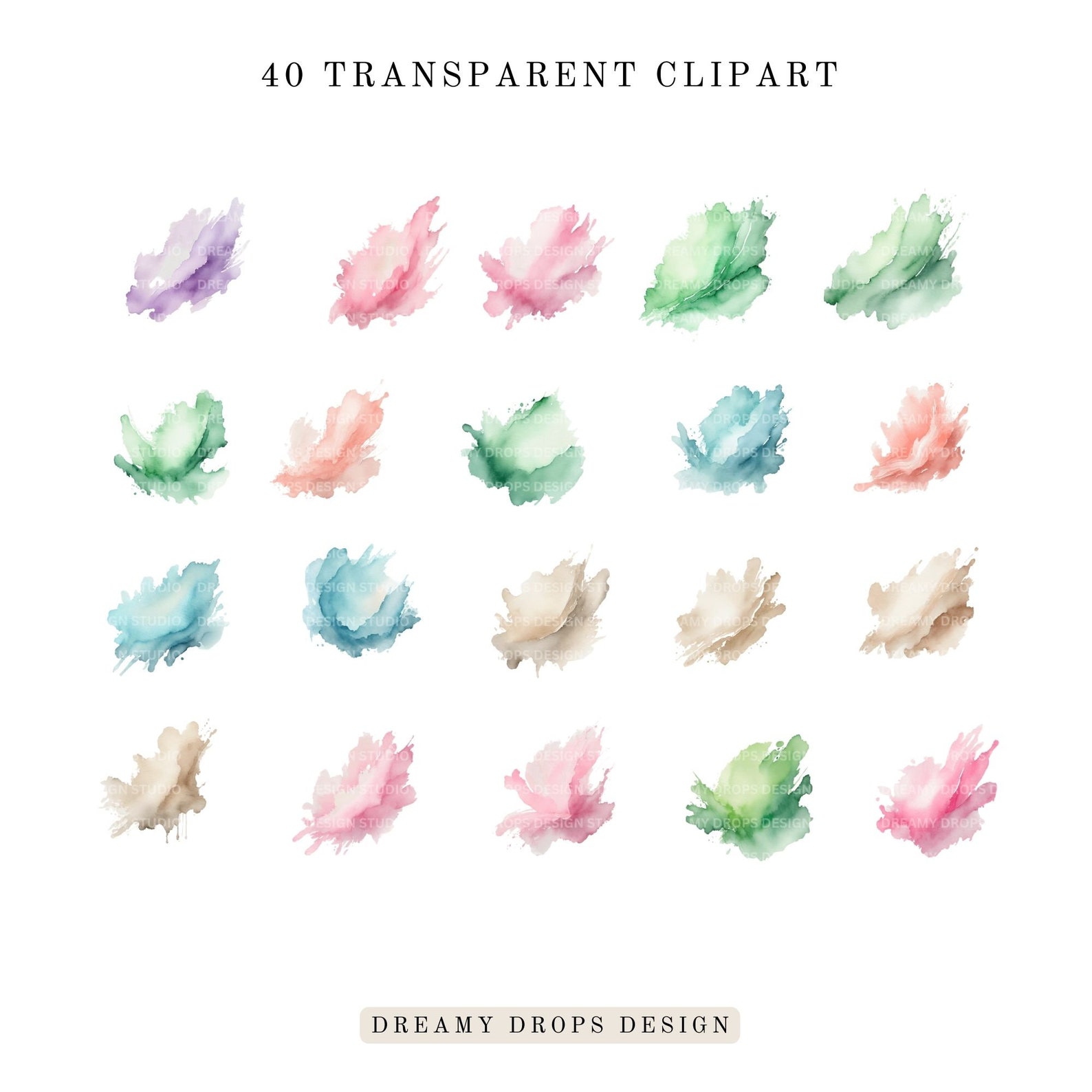 Neutral Watercolor Splash Clipart Pack, Splashes Neutral, Alcohol Ink ...