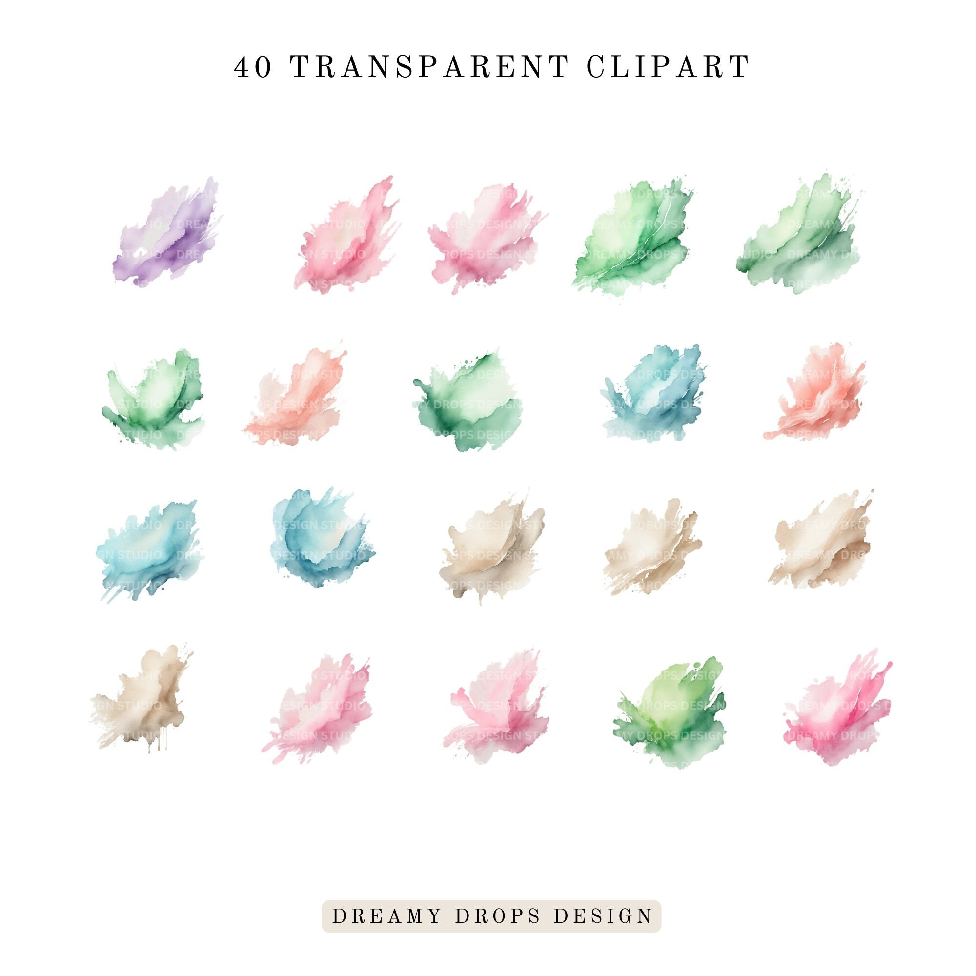 Neutral Watercolor Splash Clipart Pack, Splashes Neutral, Alcohol Ink ...