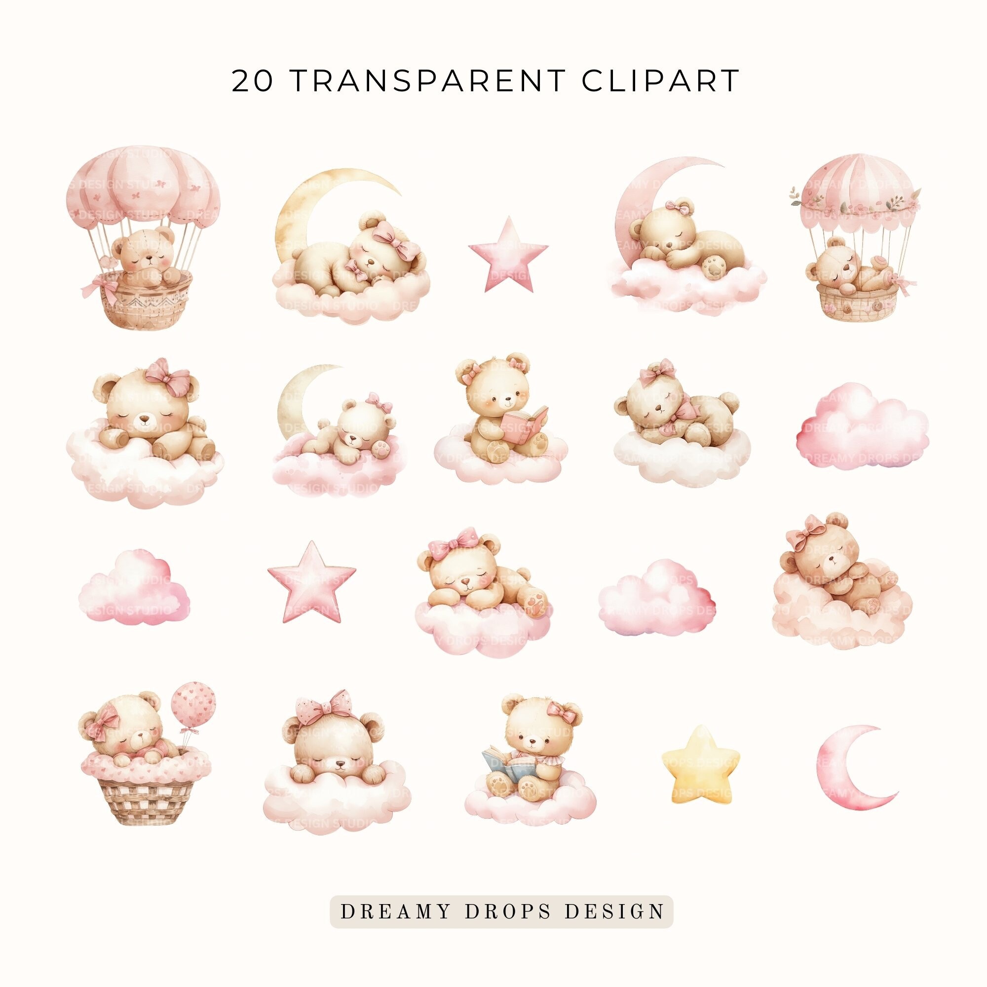 Paquete de imágenes prediseñadas de osos de peluche durmiendo, imágenes ...