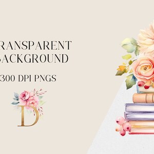 Floral Book Clipart, Watercolor Clipart for Back to School, Teacher ...