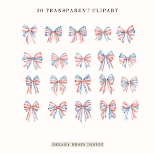 American Bow Coquette Clipart Pack, Patriotic Coquette Clipart ...