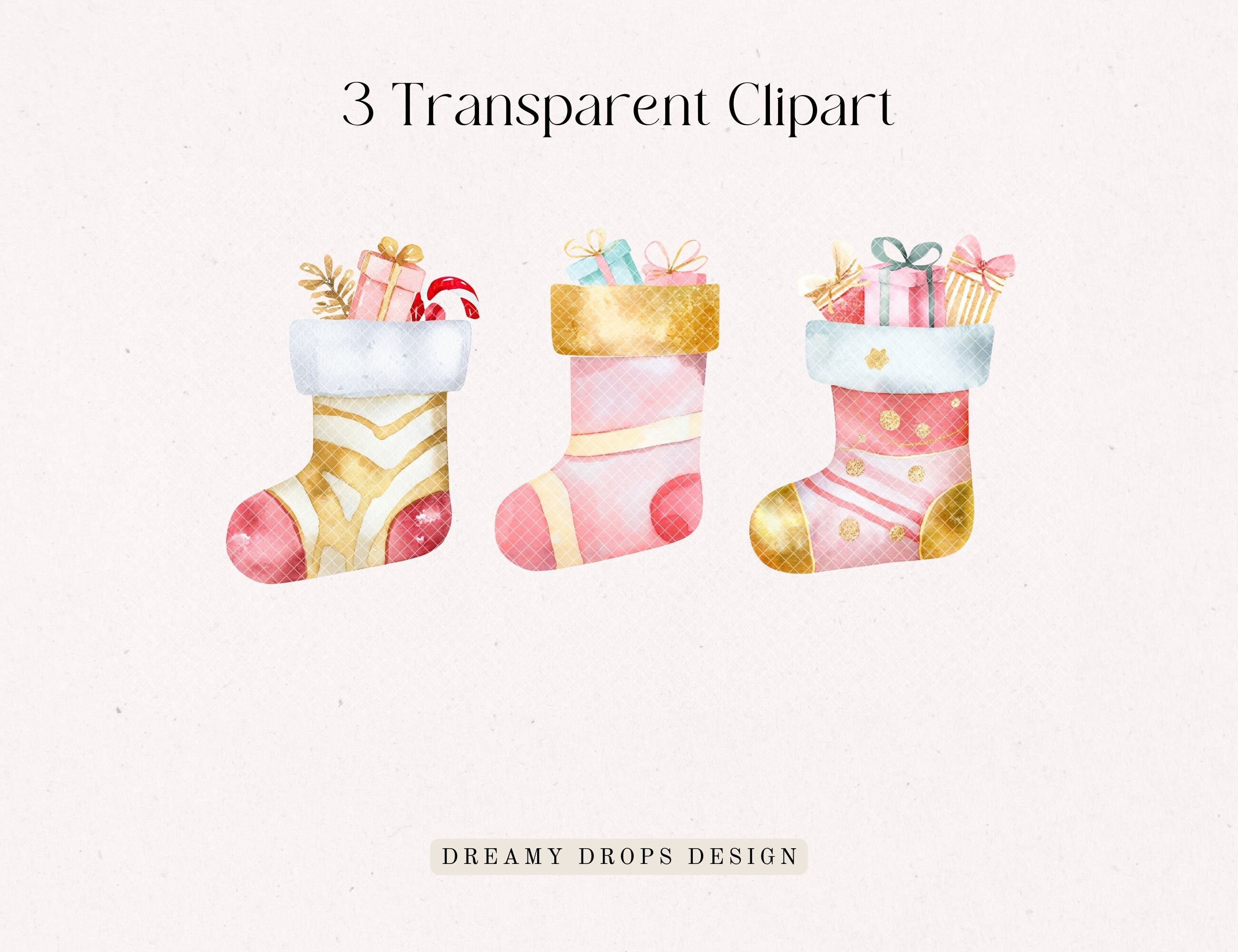 Holiday Stocking Clipart Pack, Christmas Stocking Clipart, Festive ...