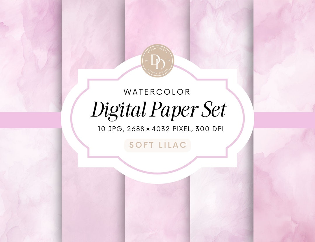Watercolor Digital Paper Pack | Lilac Background | Pastel Watercolor ...