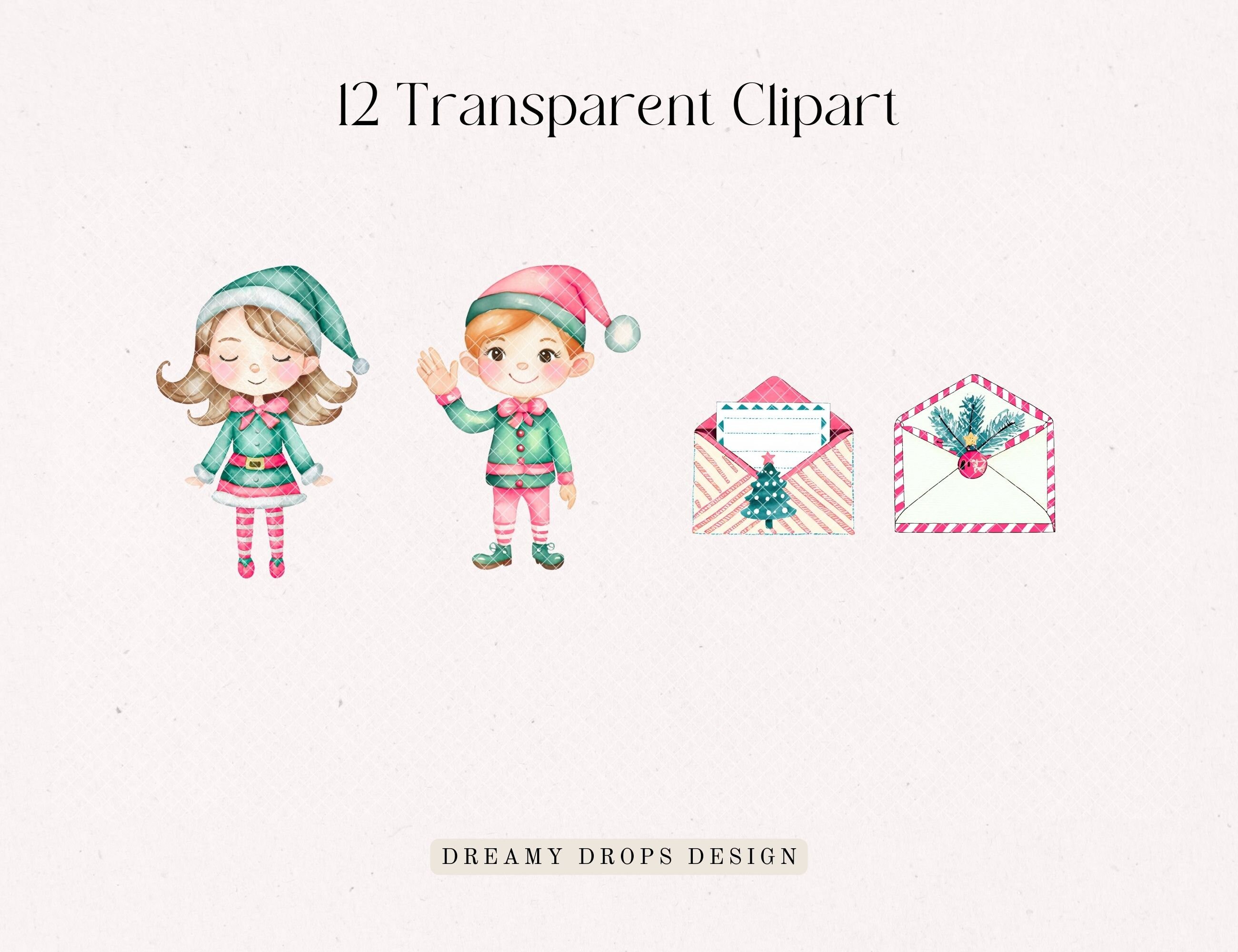 Cute Elf Clipart Bundle, Christmas Elf Watercolor Clipart, Pastel Elves ...