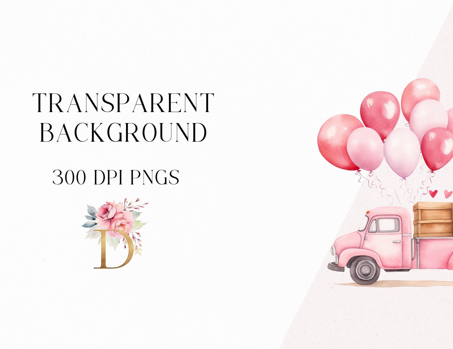 Valentine Truck Clipart Pack, Pink Truck Png, Valentine's Day Clipart ...