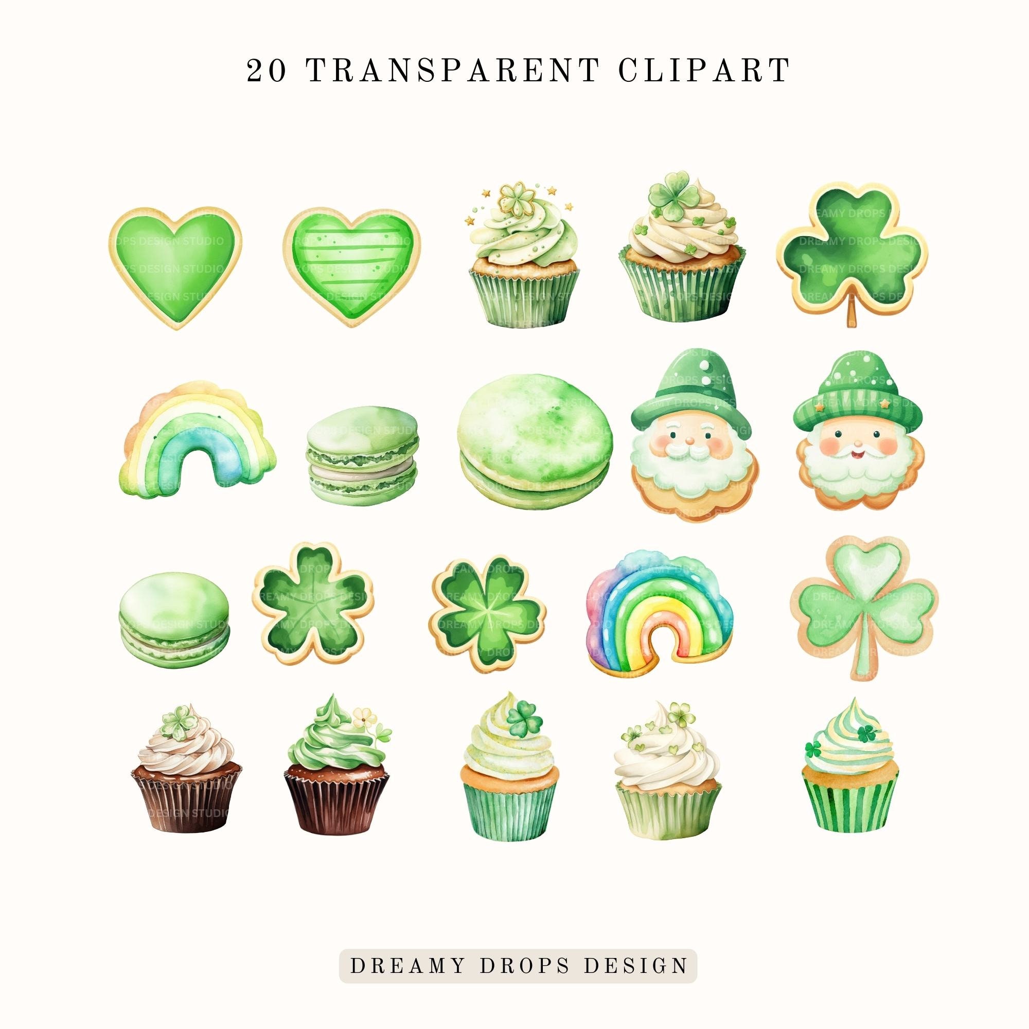 St. Patrick Sweets Clipart Pack, St Pattys Clipart, Cookie Clipart ...