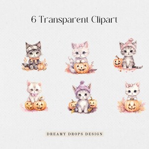 Cute Kittens Clipart Pack, Halloween Cat Clipart, Cute Cat Clipart ...
