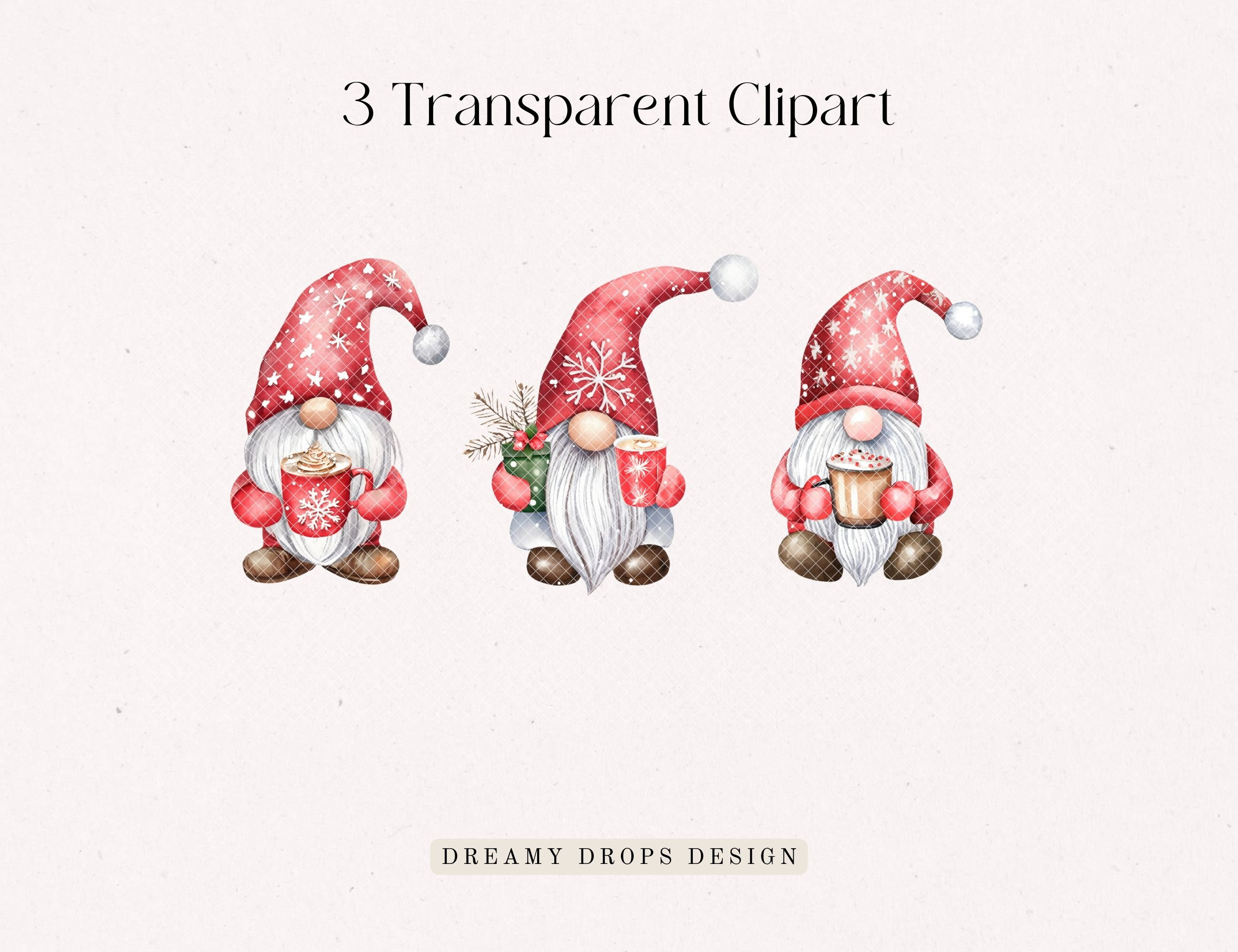 Pastel Christmas Gnomes Clipart Pack, Gnome Christmas Watercolor ...