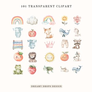 Boho Baby Clipart Bundle, Boho Baby Doodle Clipart, Neutral Baby Shower ...