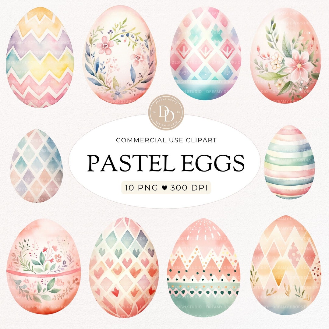 Pastel Easter Egg Clipart Pack, Paper Crafts, Pastel Easter Clipart ...