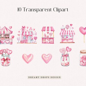Valentine Candy Shop Clipart Pack, Sweet Clipart, Pink Candy Shop PNG ...