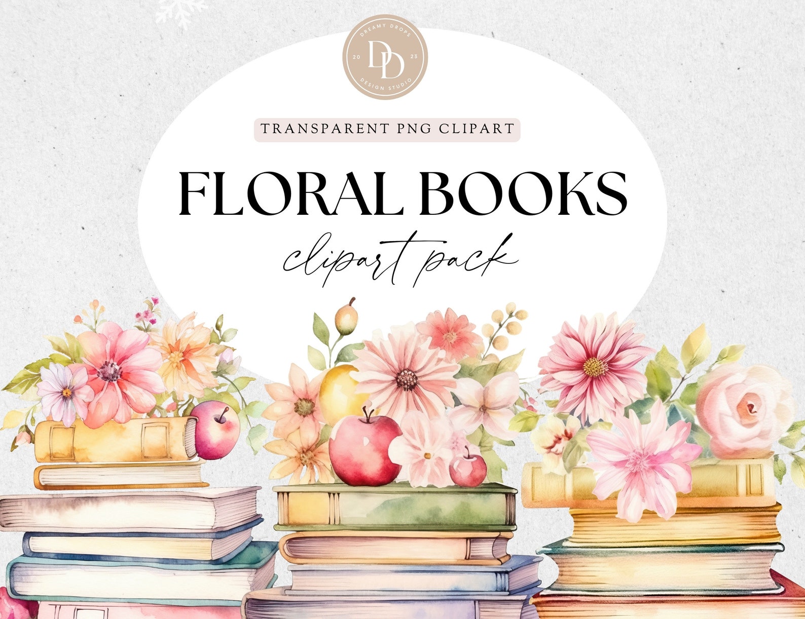 Floral Book Clipart, Watercolor Clipart for Back to School, Teacher ...