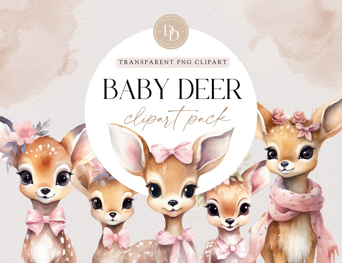 Baby Deer Clipart, Cute Girl Deer, Woodland Animal Clipart, Woodland ...