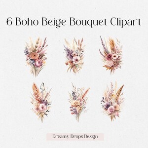 Boho Floral Clipart Pack, Pampas Clipart, Boho Clipart Bundle, Clip Art ...