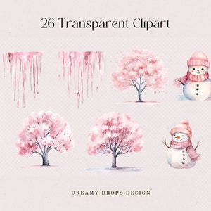 Winter Wonderland Clipart Bundle, Pink Christmas, Polar Bear Clipart ...