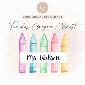 Crayon Clipart With Label, Back to School, Teacher Clipart, Commercial ...