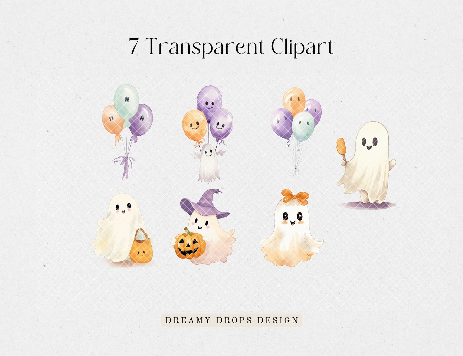 Cute Ghost Clipart Pack, Spooky Ghosts, Cute Halloween Clipart, Boho ...