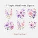 Purple Wild Flowers Watercolor Clipart Pack, Purple Flowers, Clip Art ...