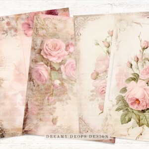 Valentine Junk Journal Pages, Pink Florals, Romantic Ephemera ...
