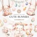 Cute Easter Bunny Clipart Pack, Pastel Watercolor Spring Bunnies, Boho ...