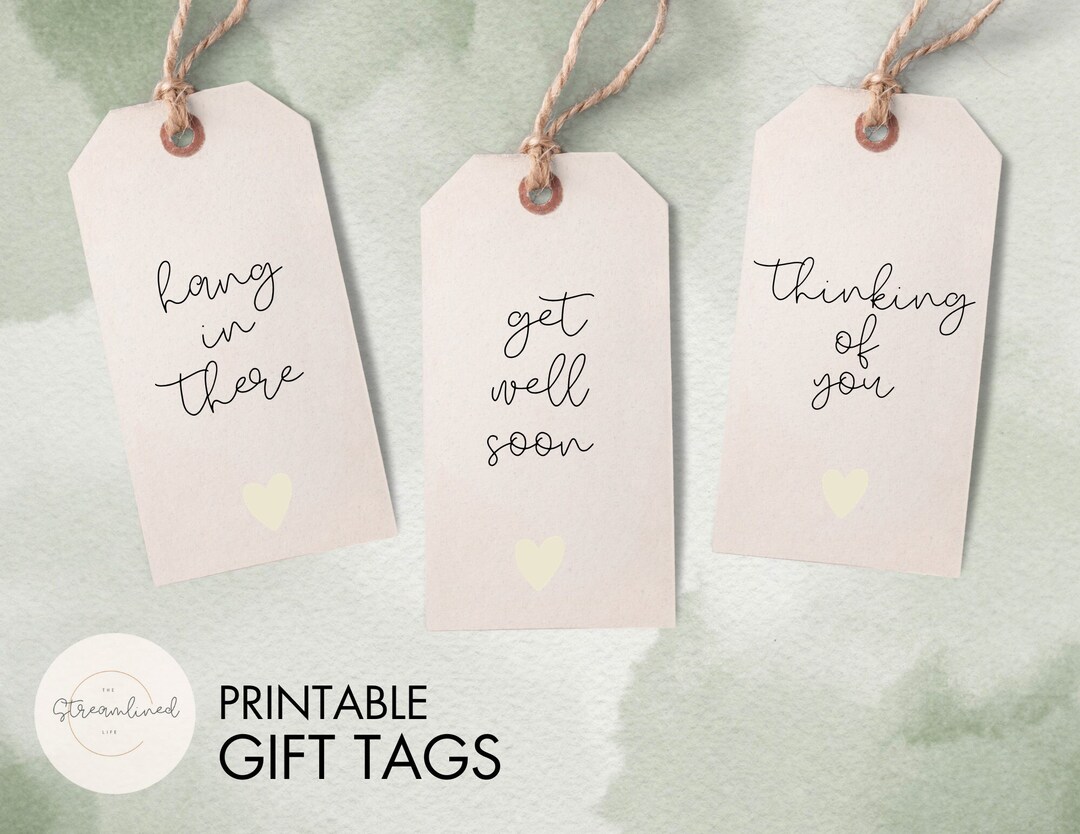Get Well Gift Tags, Get Well Soon, Thinking of You, Hang in There ...