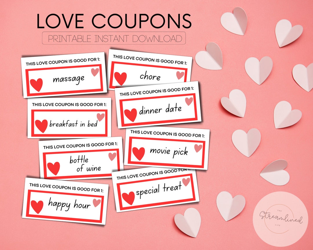 Love Coupons Customize, Love Coupon Book for Her, Valentines Day Coupon ...