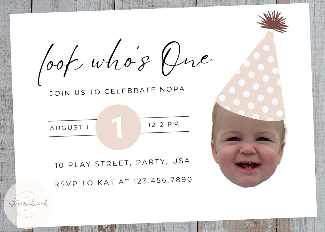 Face Photo First Birthday Invitation Look Who's One 1st - Etsy