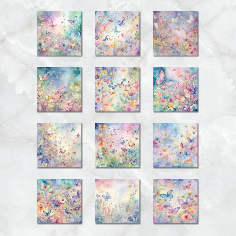 Whimsical Butterflies Digital Paper, Watercolor Butterflies Digital ...