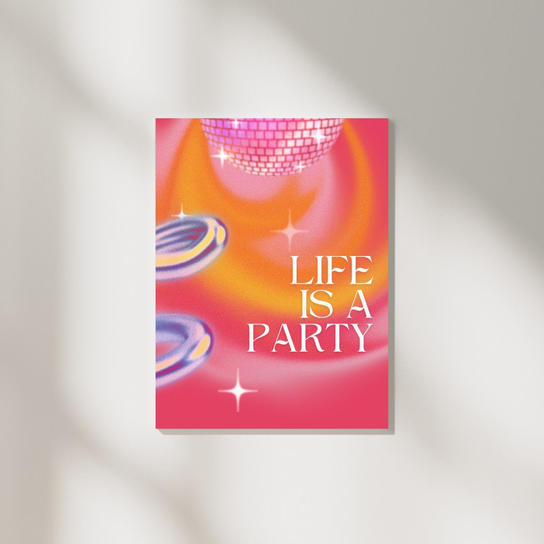 Party Print, Preppy Aesthetic, Printable Art, Digital Download, Preppy ...