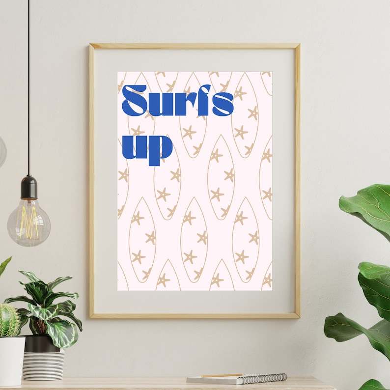 Surfing Poster, Preppy Aesthetics, Printable Art, Digital Download ...