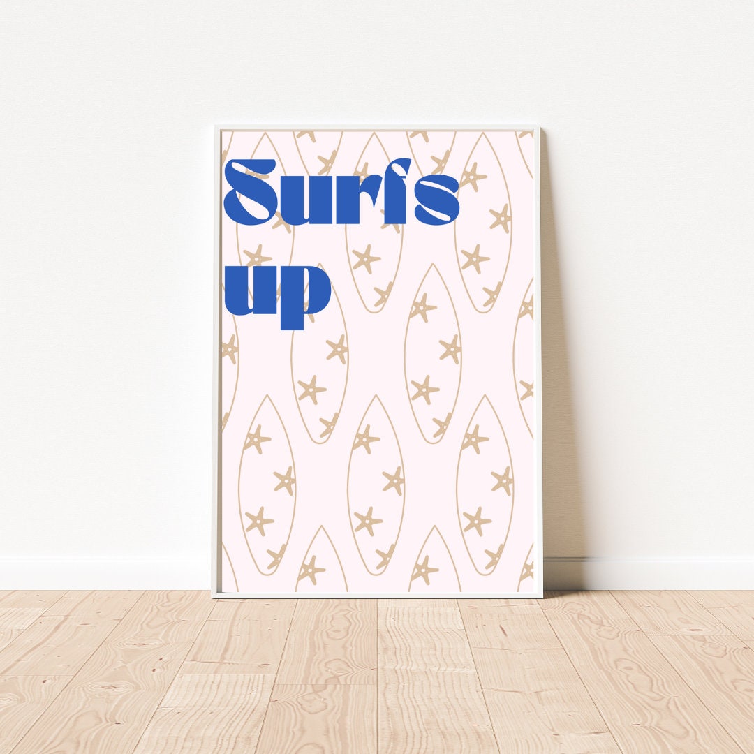Surfing Poster, Preppy Aesthetics, Printable Art, Digital Download ...