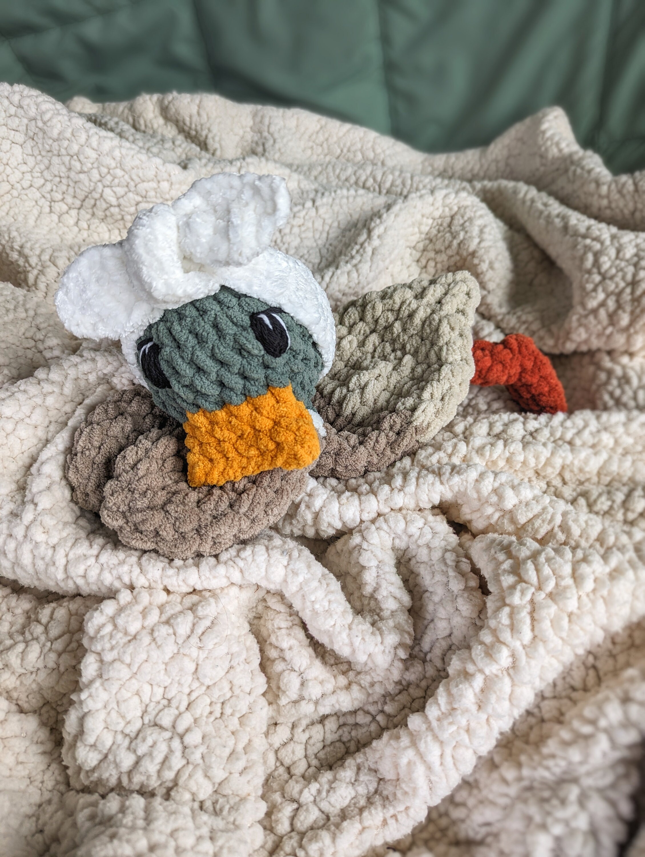 MADE TO ORDER, Handmade Crochet Della the Duck, Snuggler, Mallard ...