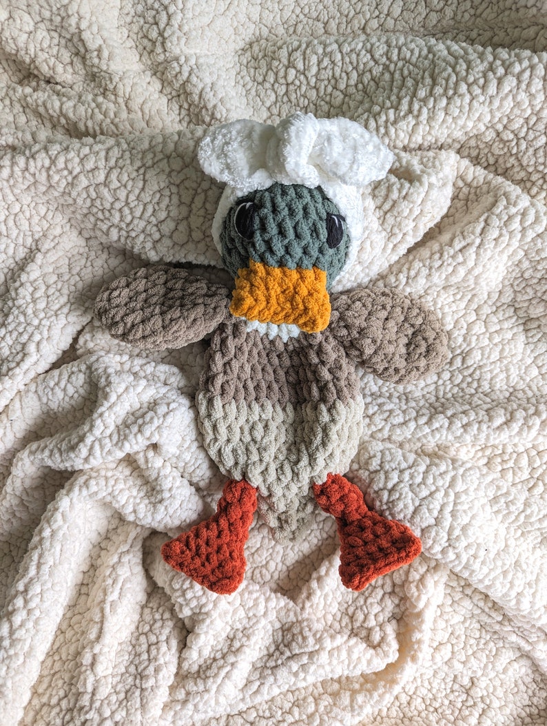 MADE TO ORDER, Handmade Crochet Della the Duck, Snuggler, Mallard ...