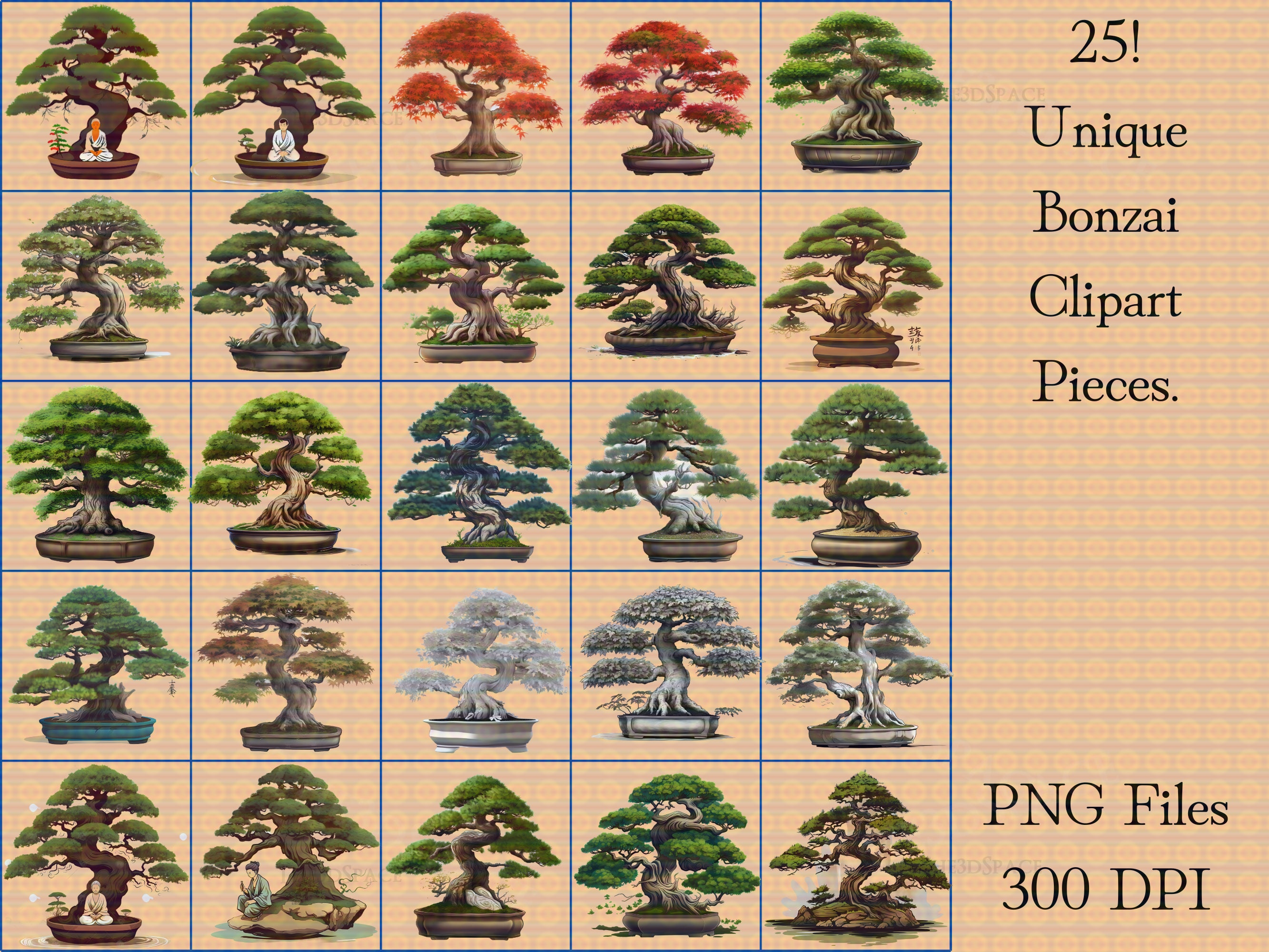 25 Majestic Bonsai Tree Clipart Pieces - Vibrant Bonsai Tree PNG. 300 ...