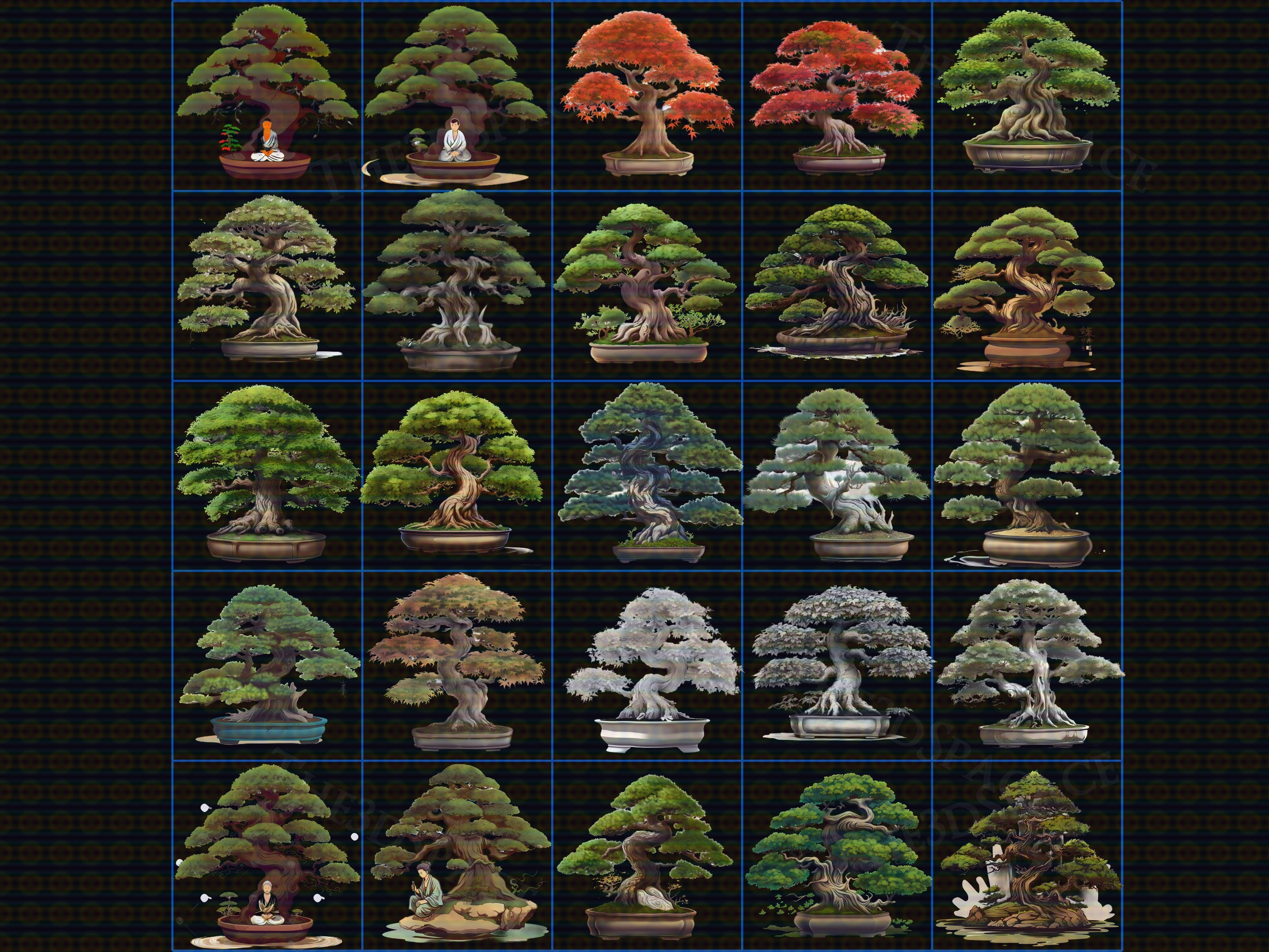25 Majestic Bonsai Tree Clipart Pieces - Vibrant Bonsai Tree PNG. 300 ...