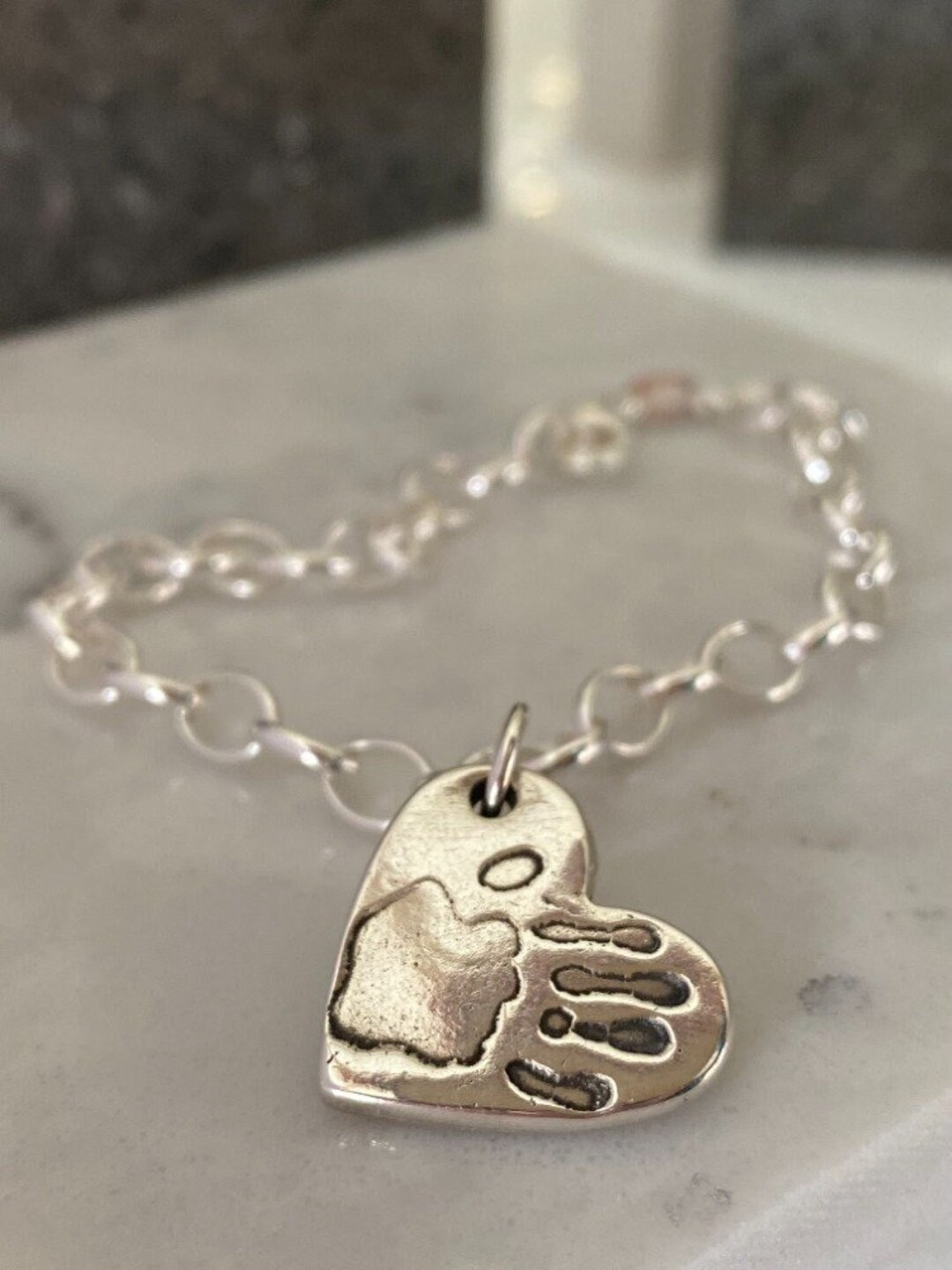 Hand or Foot Print Belcher Bracelet-silver. Actual Hand or Footprint ...