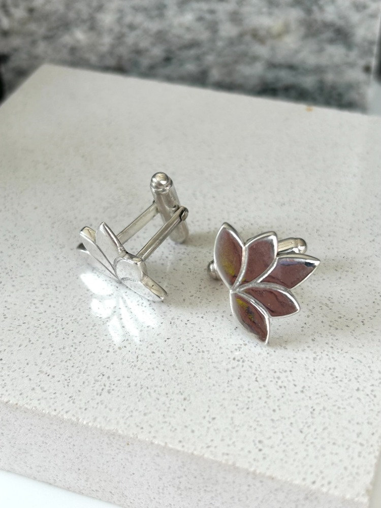 Lotus Flower Cufflinks. Fine Silver. - Etsy UK