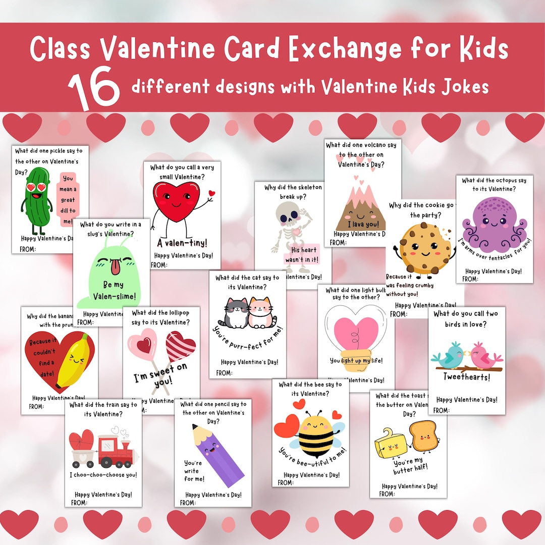 Joke Valentine Cards for Kids: Classroom Exchange (digital Download) - Etsy