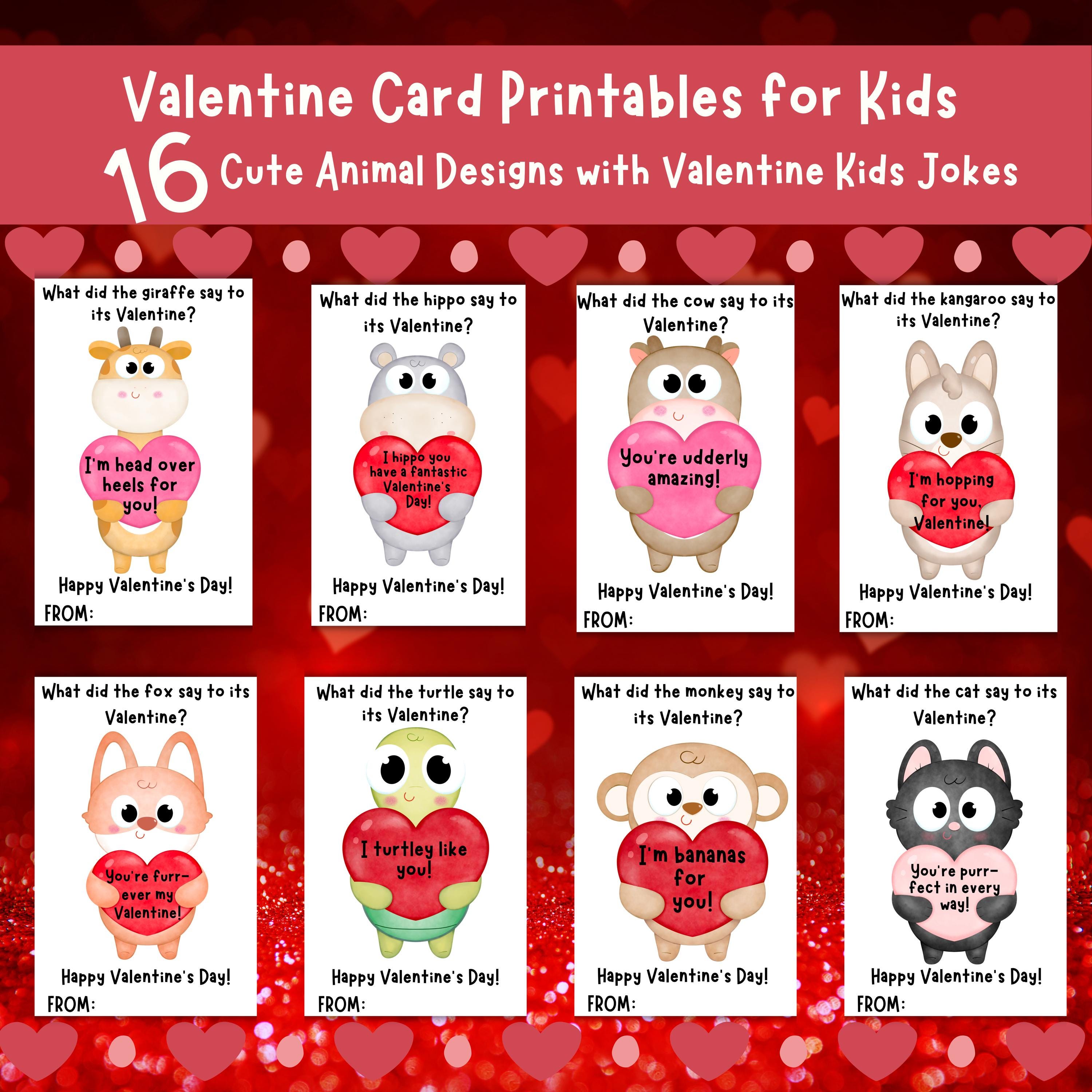Valentine Card Printable Cards for Kids Valentine Jokes Valentine Cards ...