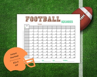 Football Squares Template: 100 Square Pool Fundraiser (PDF) - Etsy