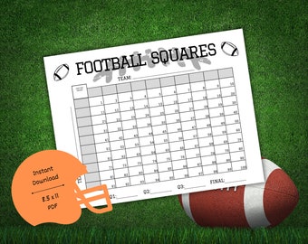 Football Squares Template: 100 Square Superbowl Pool (PDF) - Etsy