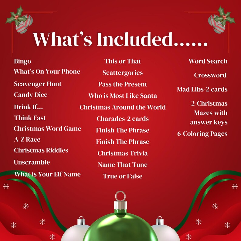 Printable Christmas Game Bundle: 33 Family Party Activities (PDF) - Etsy