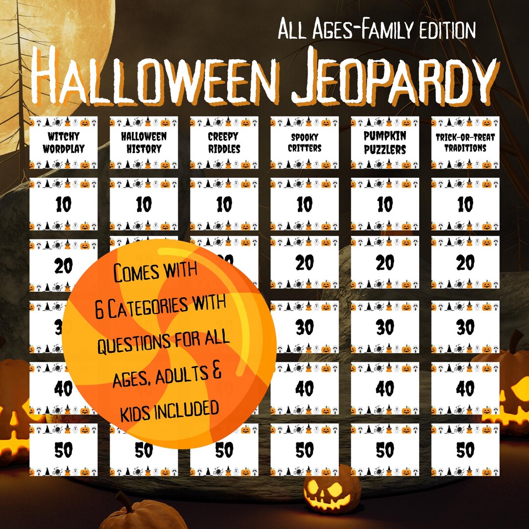 Halloween Jeopardy Game: Printable Trivia for Parties (digital Download ...