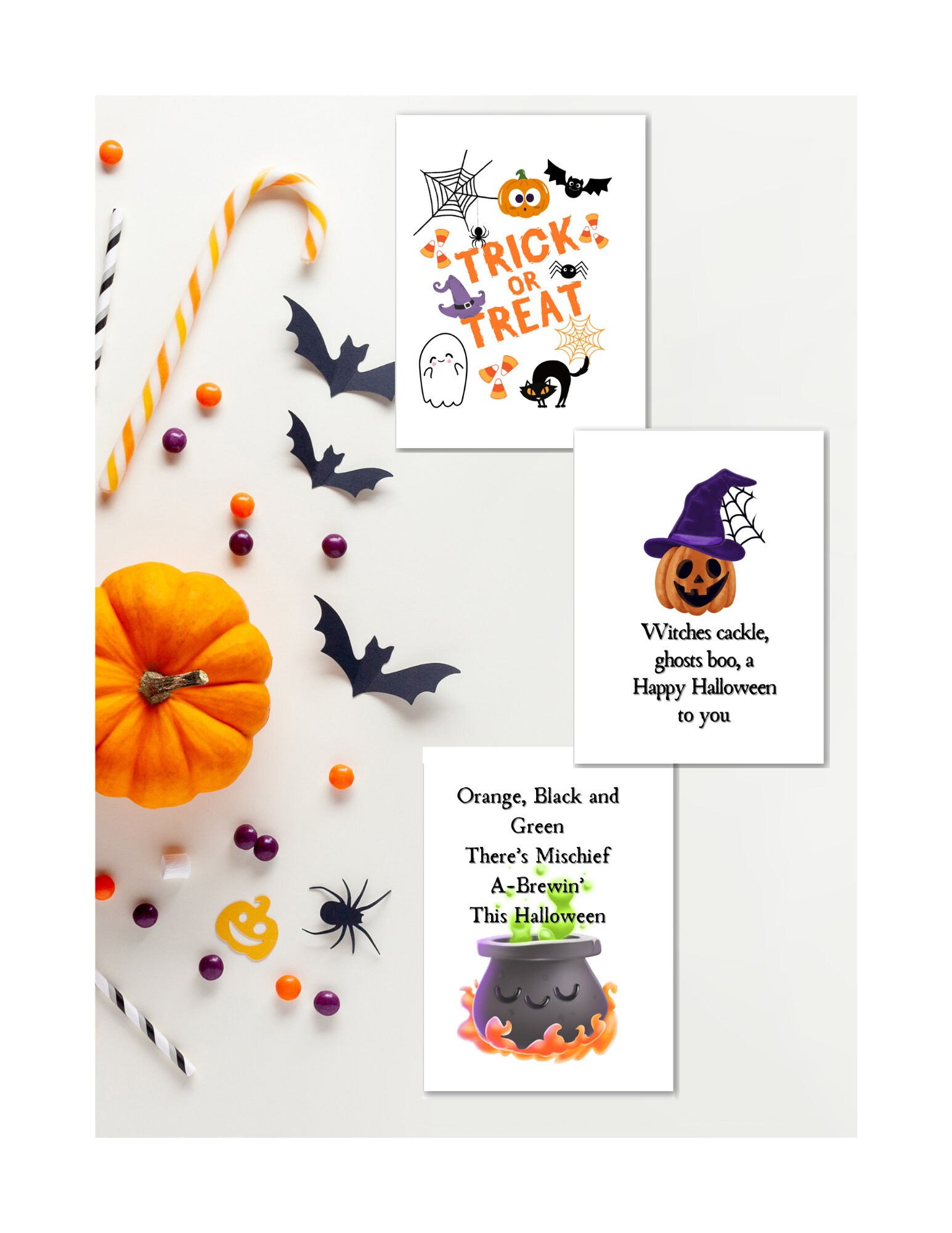 Printable Happy Halloween Cards, Halloween, Halloween Cards, Instant ...